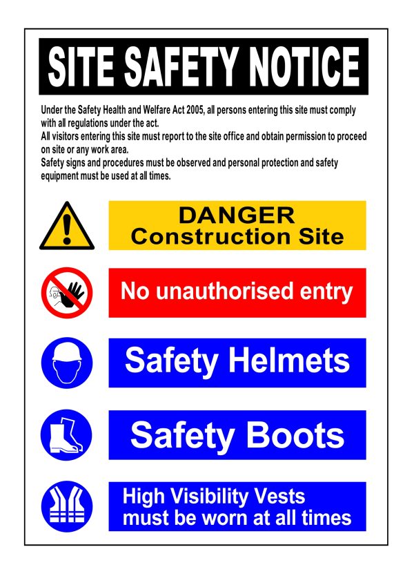 Site Safety Notice (810mm x 1220mm) - Mac Safety Signs